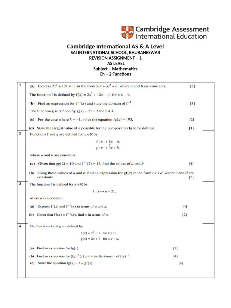 AS Level Math Functions Revision Guide | PDF