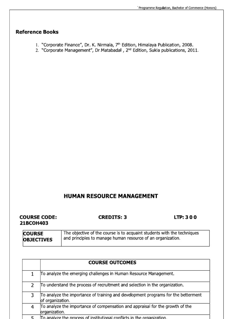 HRM Syllabus | PDF