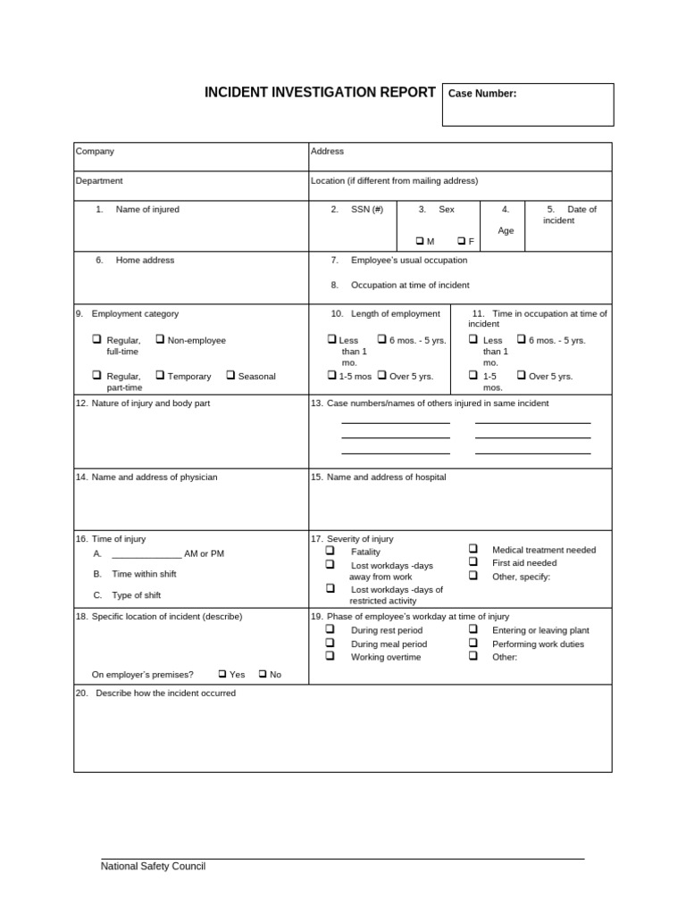 Incident Investigation Report Blank | PDF