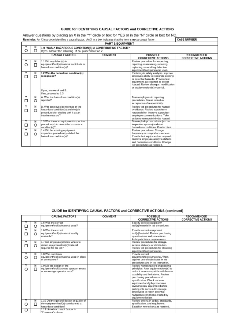 Casual Factor Form Blank | PDF | Personal Protective Equipment | Safety