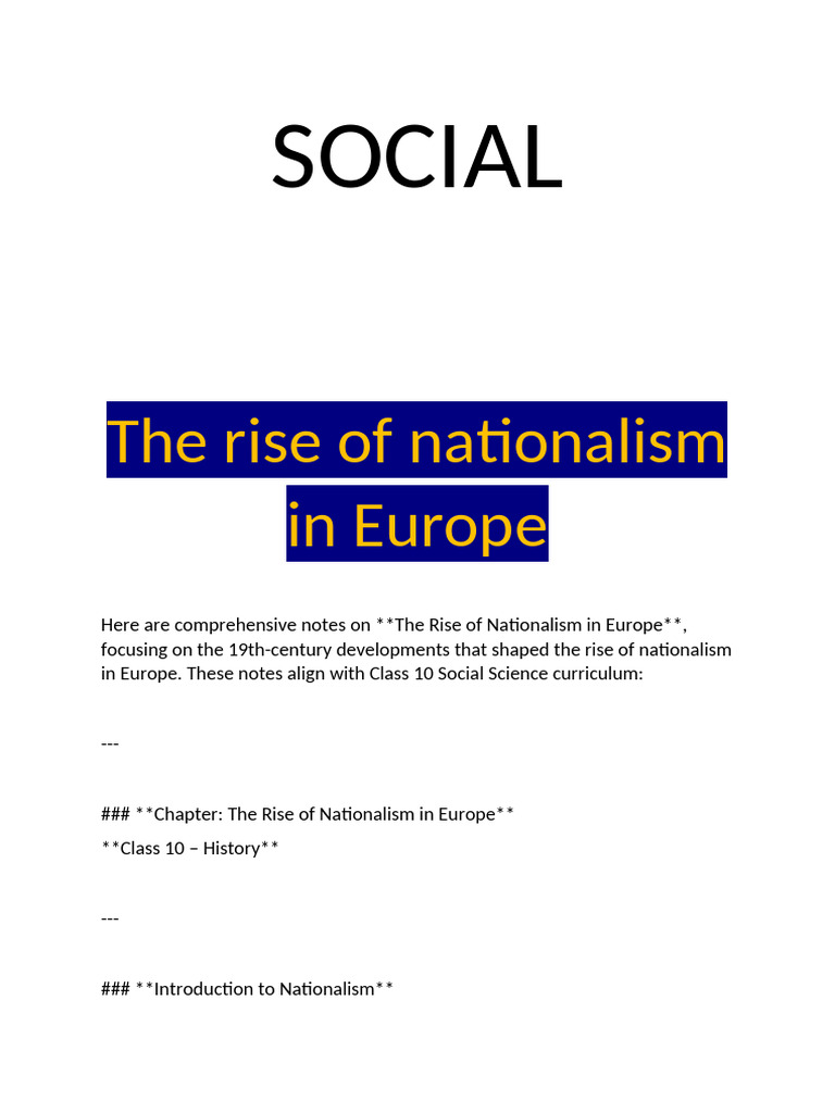 SOCIAL Class 10 All Chapter Key Points | PDF | Nationalism | Printing