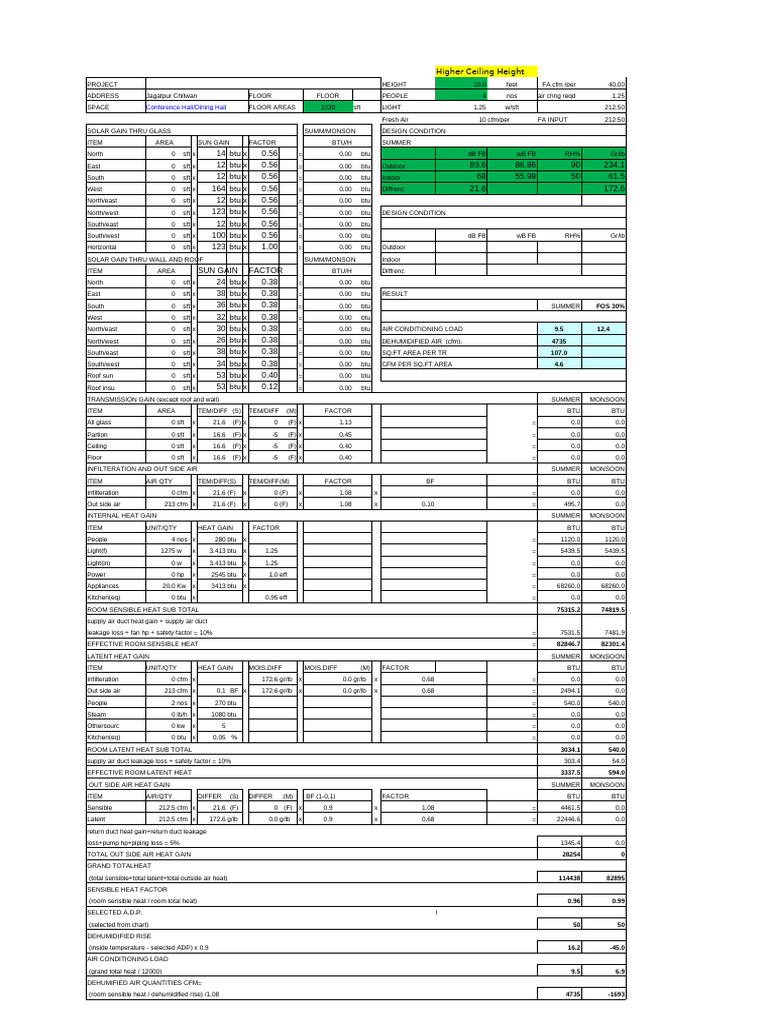 Cooling Load Calculator | PDF | Applied And Interdisciplinary Physics | Temperature