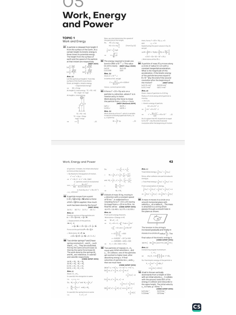 Work Power Energy Question Bank Class 11 | PDF