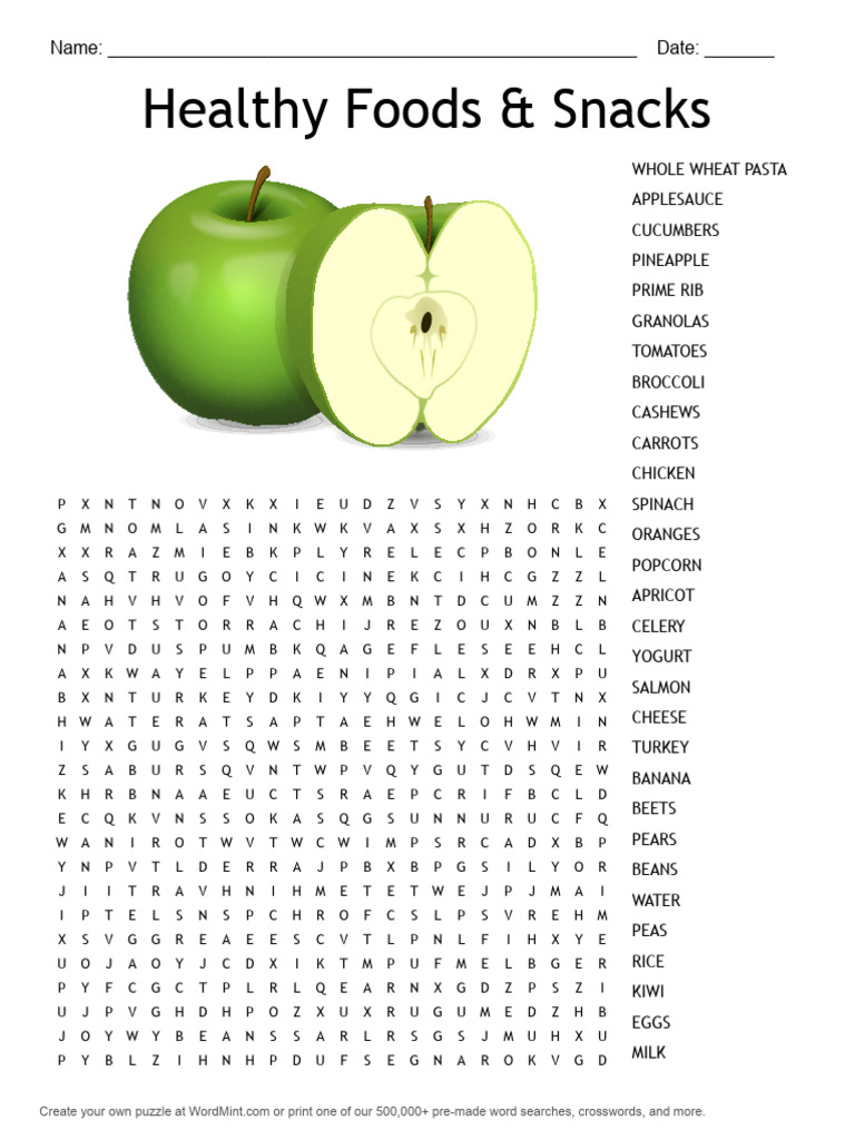 Healthy - Foods - Snacks - Word Search | PDF | Foods | Western Cuisine