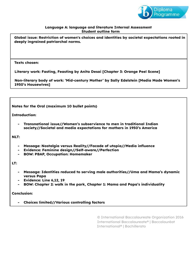 Sara Chavan - Mock IO Outline Form Final | PDF