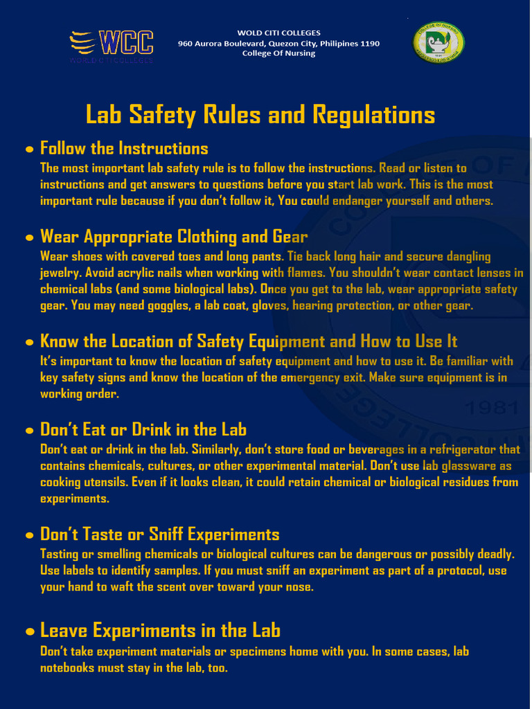 The Rule and Regulation Lab | PDF | Wellness