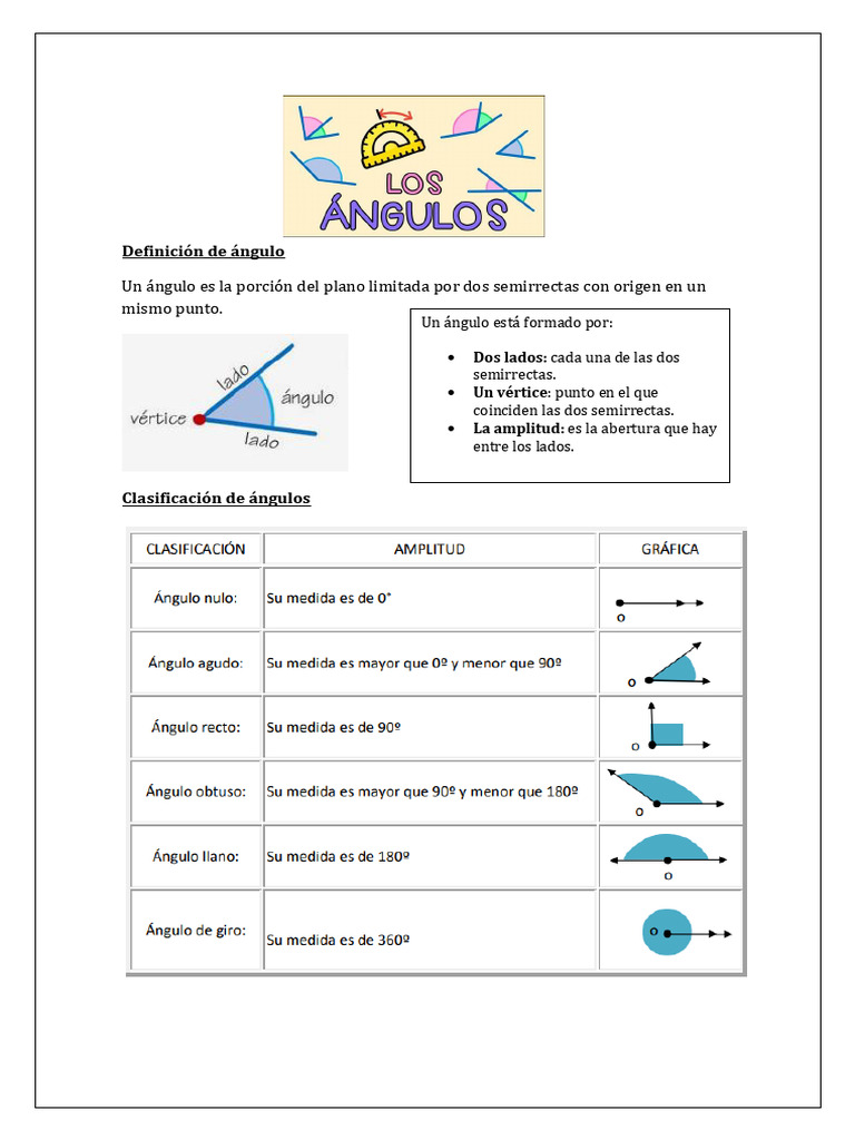 Conceptos y Ejercicios de Ángulos | PDF | Ángulo | Matemáticas
