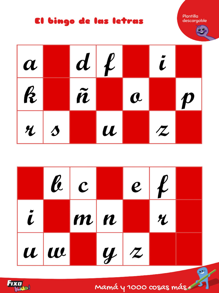 Plantilla Bingo Letras Minusculas | PDF