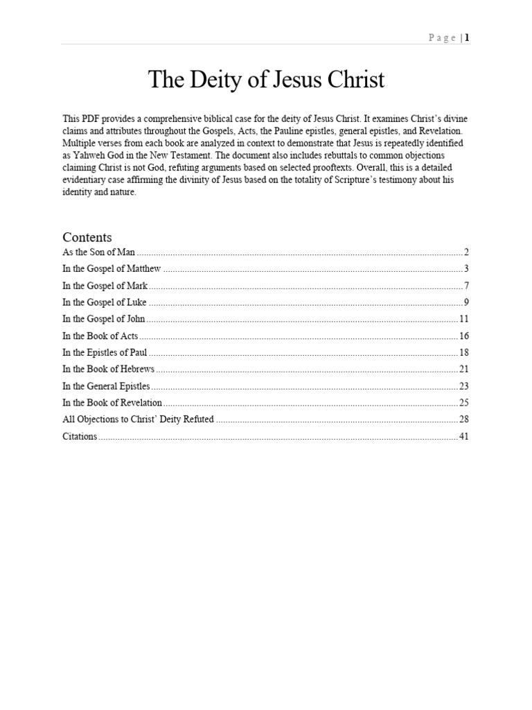 The Deity of Jesus Christ | PDF | Gospel Of Matthew | Jesus