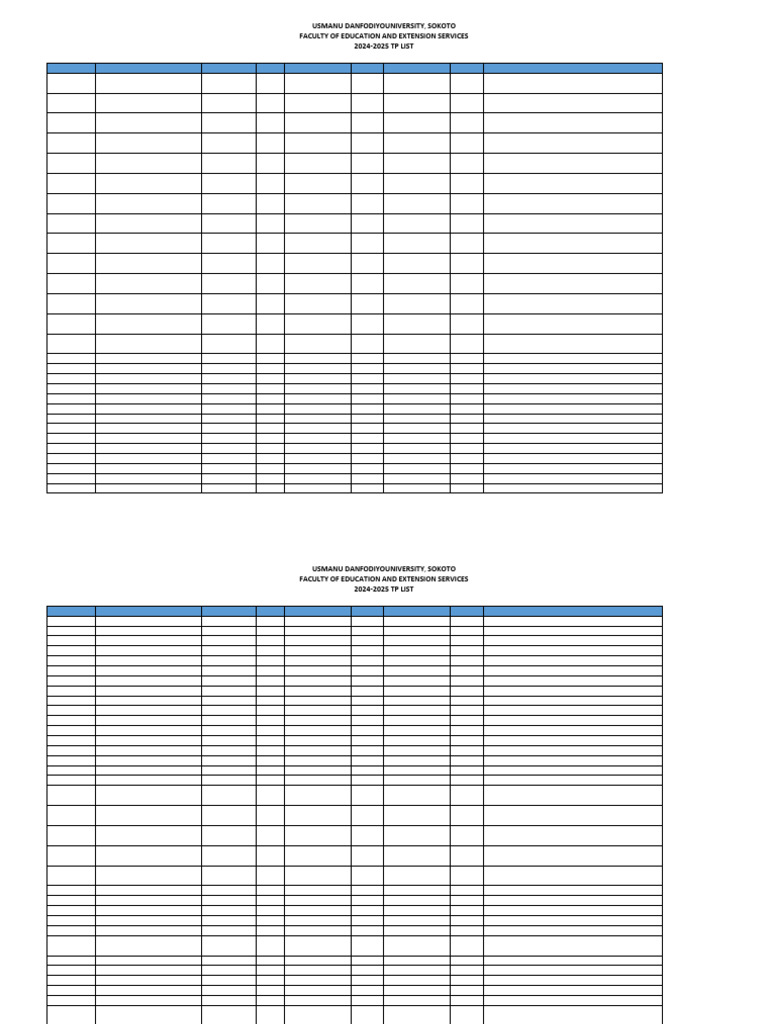 Updated TP List 2024-2025. | PDF