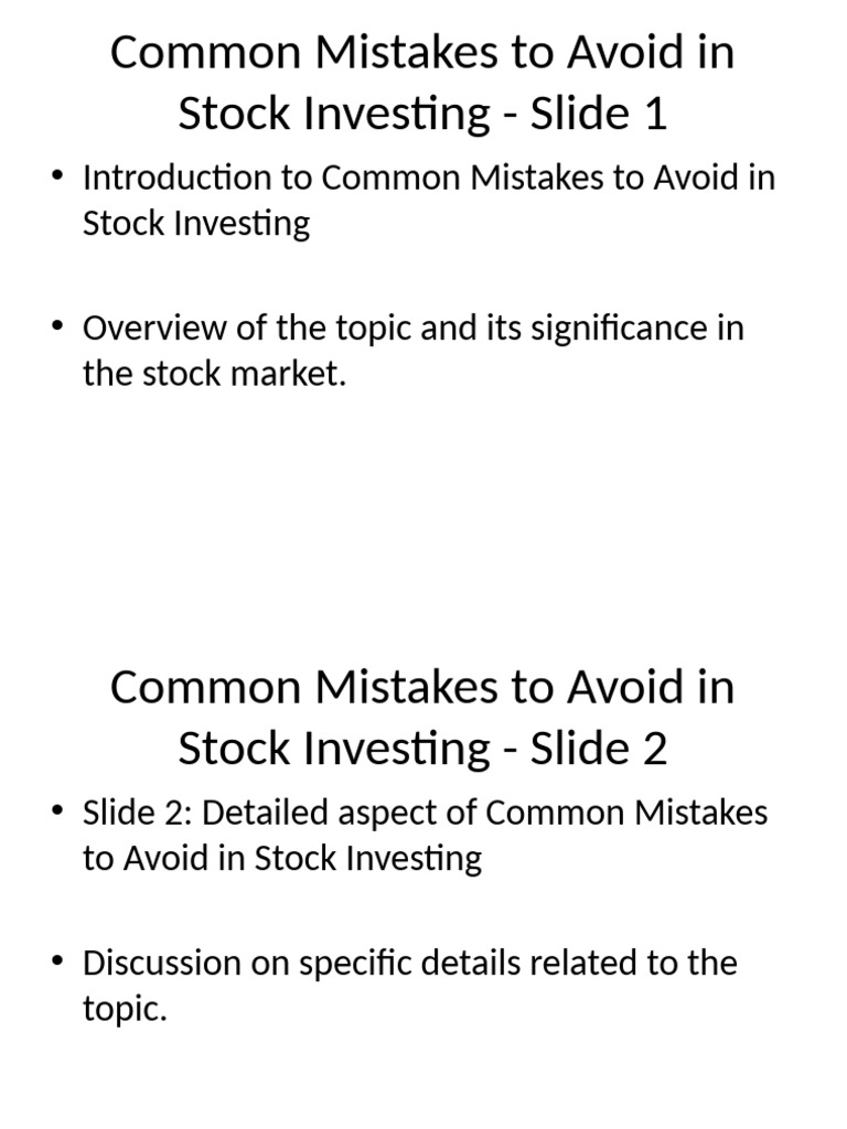 Common Mistakes To Avoid in Stock Investing | PDF | Finance & Money ...