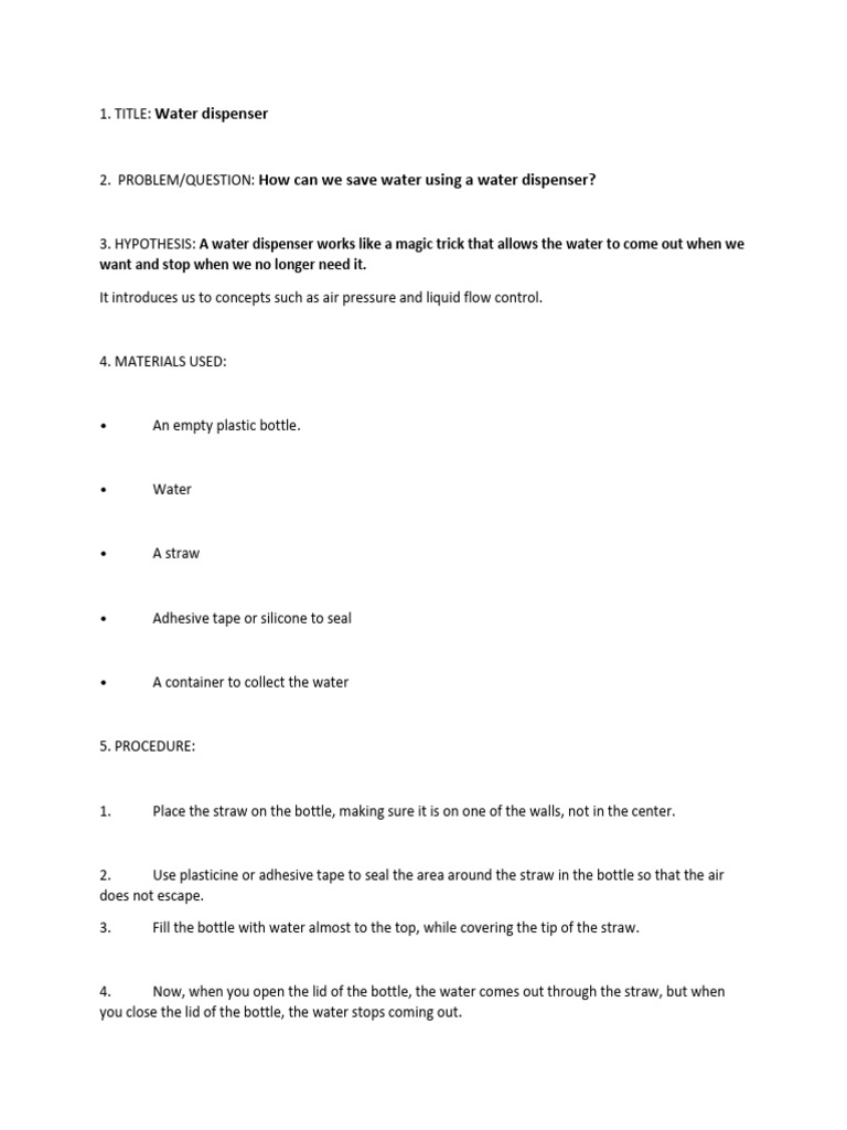 Water Dispenser Project | PDF