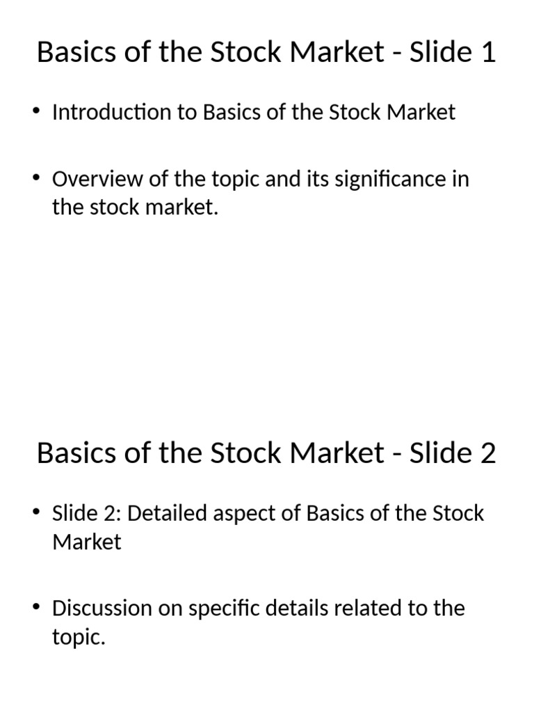 Basics of The Stock Market | PDF | Finance & Money Management