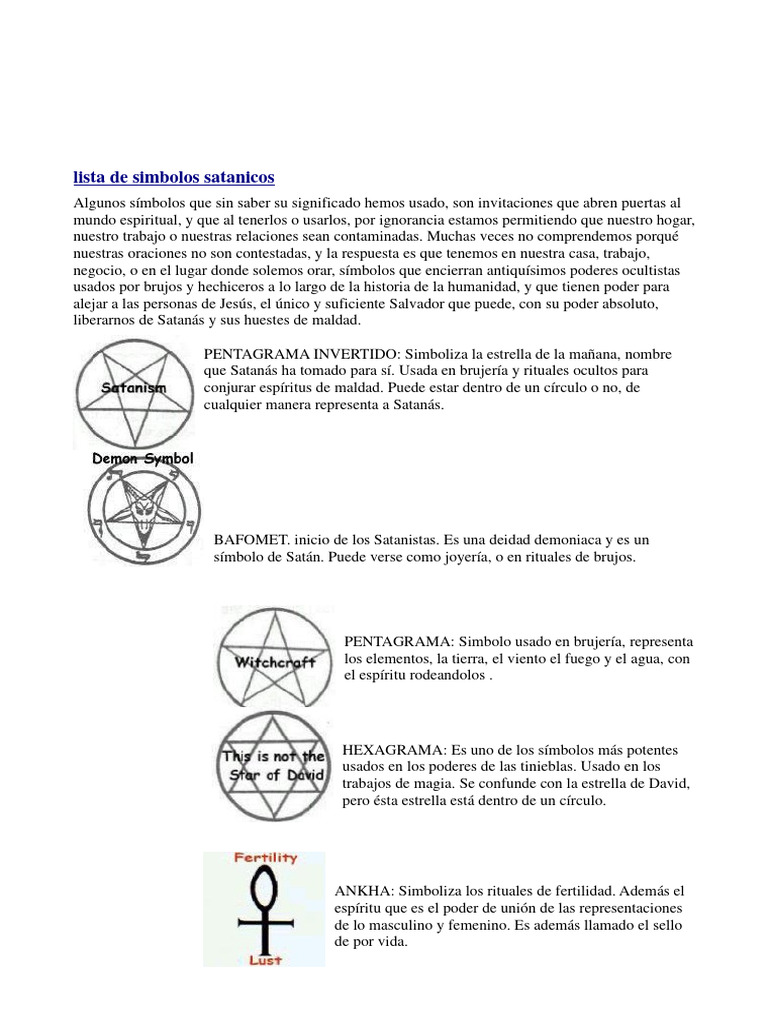 Lista de Simbolos Satanicos | PDF | Satán | satanismo