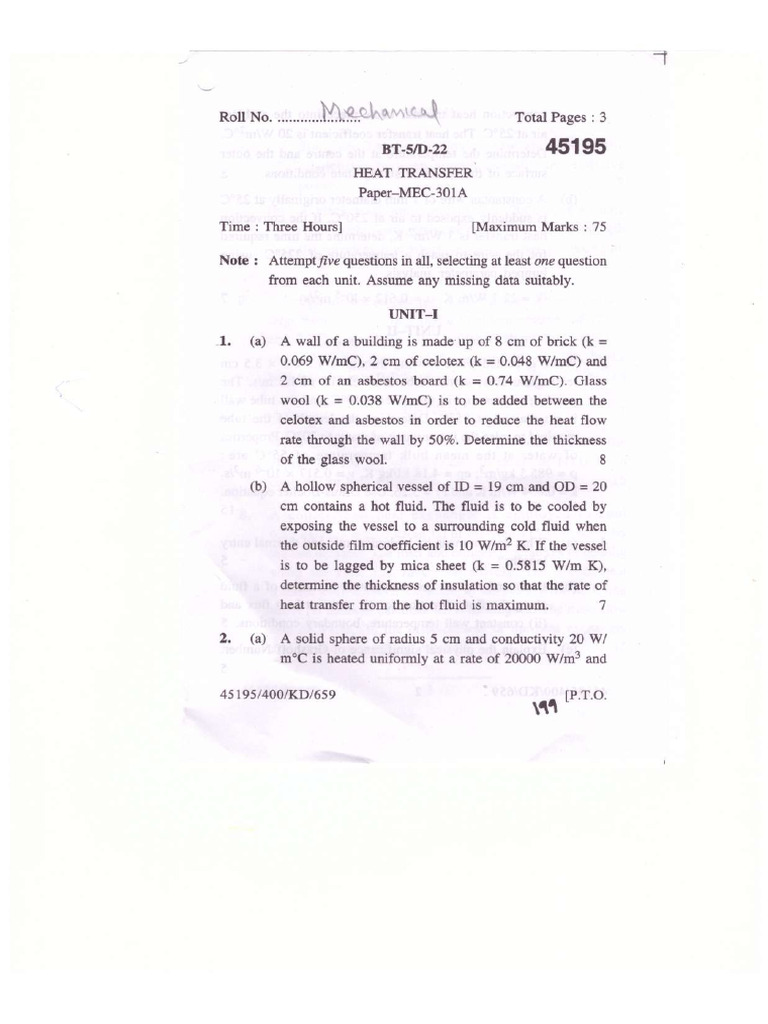Heat Transfer Mec-301a | PDF