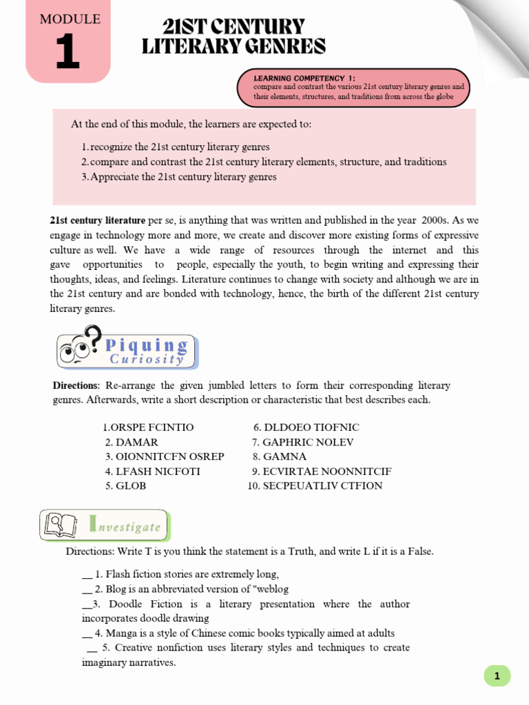 ProposedTemp-21st CENTURY MODULE | PDF | Poetry | Genre