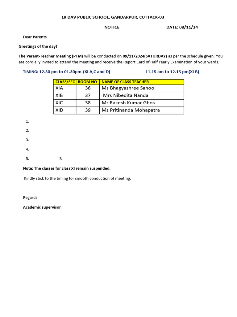 PTM Notice 08.10.24 | PDF