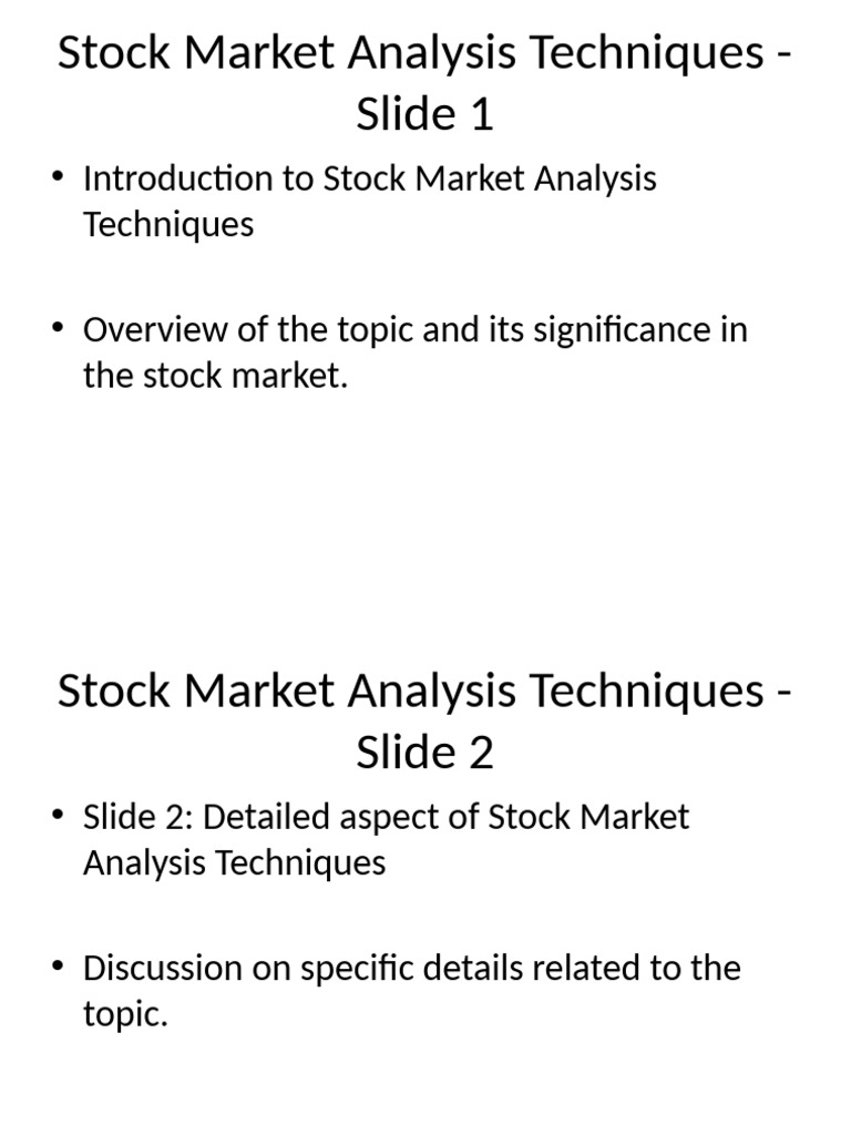 Stock Market Analysis Techniques | PDF | Market (Economics) | Financial ...