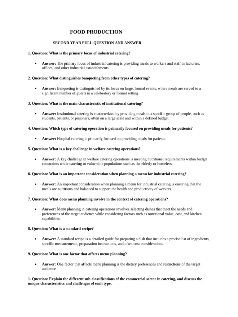 Second Year Food Production Question and Answer Notes | PDF | Indian ...