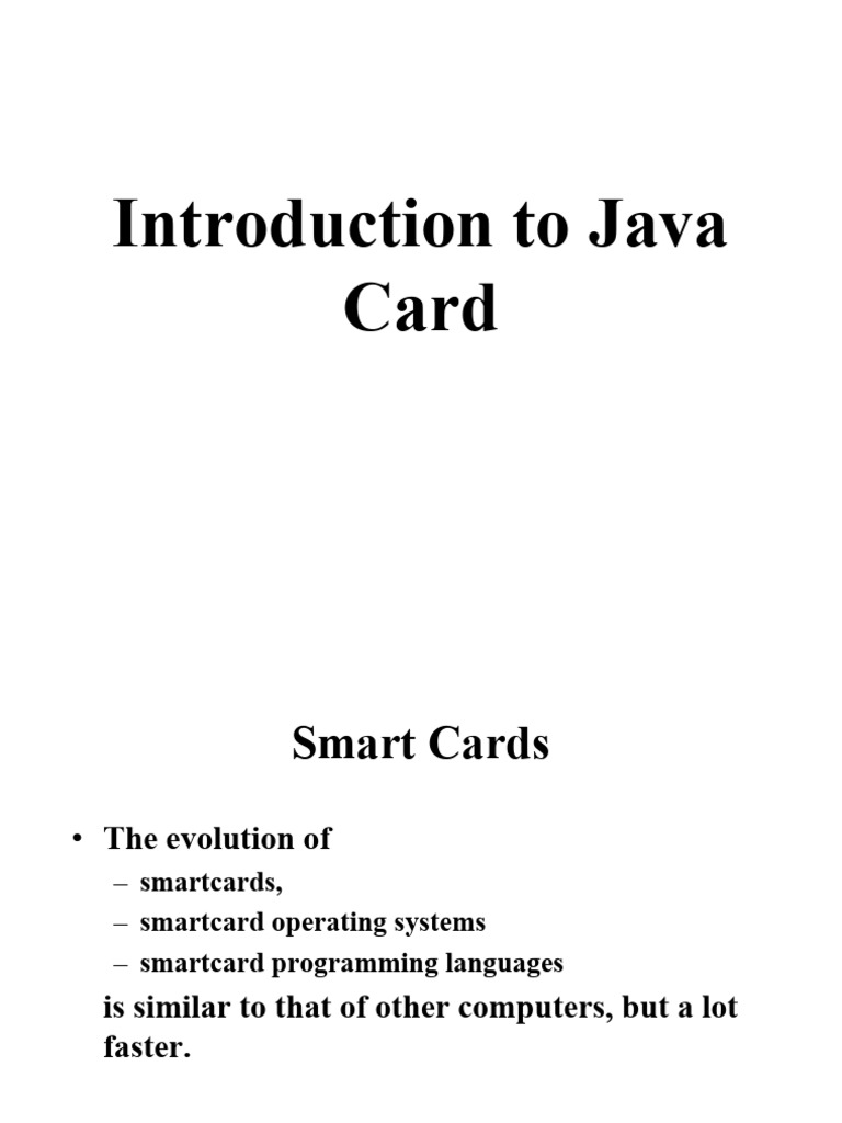 Introduction To Javacard | PDF | Java (Programming Language) | Computing