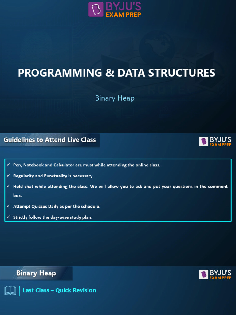 Vision Gate 2023 Pds Class 22 Binary Heap1701874364337 | PDF | Algorithms And Data Structures