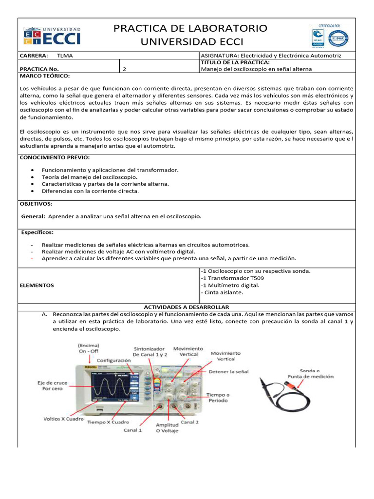 Guía de Laboratorio de Mediciones Señal Alterna JF-LHC Tlma | PDF | Corriente eléctrica | voltaje
