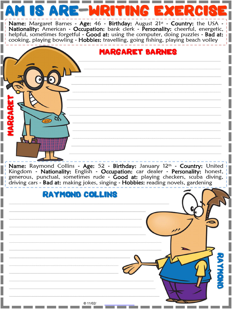 Am Is Are Esl Printable Writing Exercise Worksheet | PDF | Sports ...