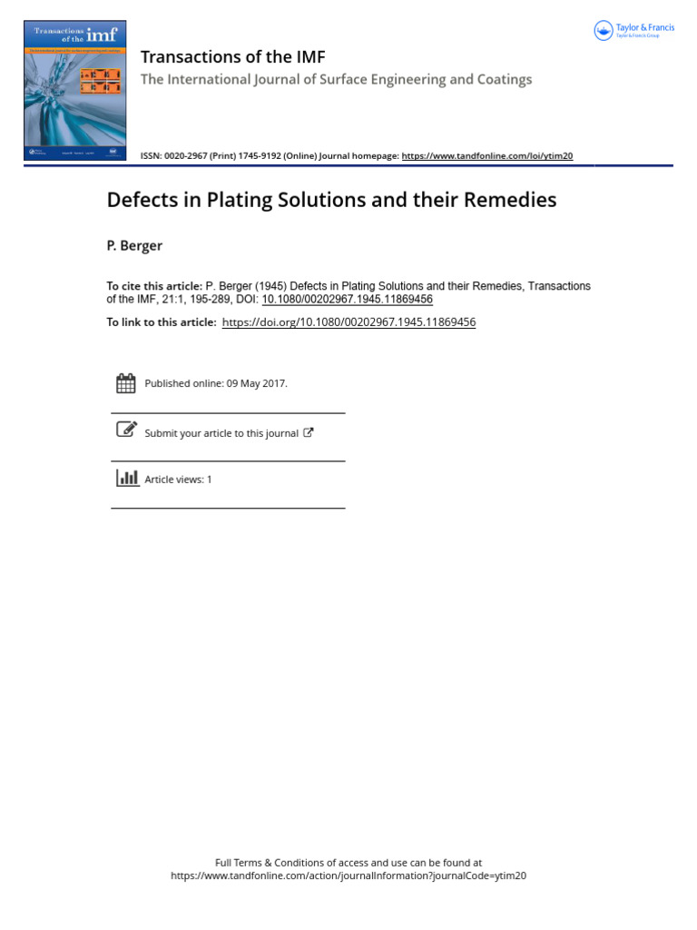 Defects in Plating Solutions and Their Remedies (2019) | PDF ...
