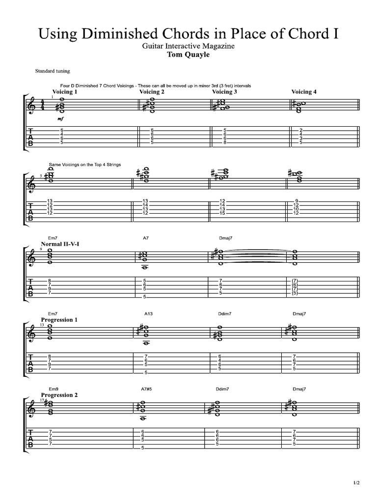 Using Diminished Chords in Place of Chord I | PDF