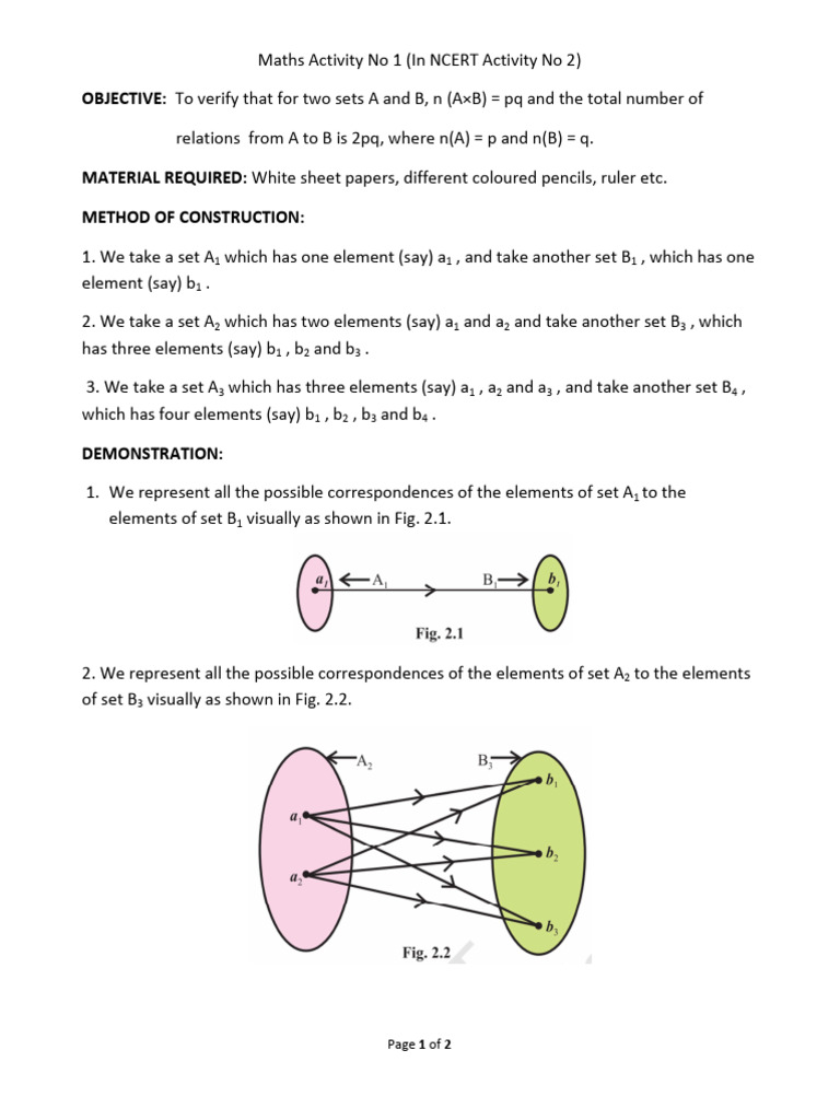 11th Maths Activity No 1 (In NCERT Activity No 2) | PDF