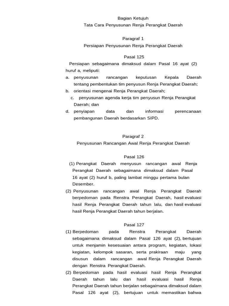 Tata Cara Penyusunan Renja Peremndagri 86 Tahun 2017 | PDF