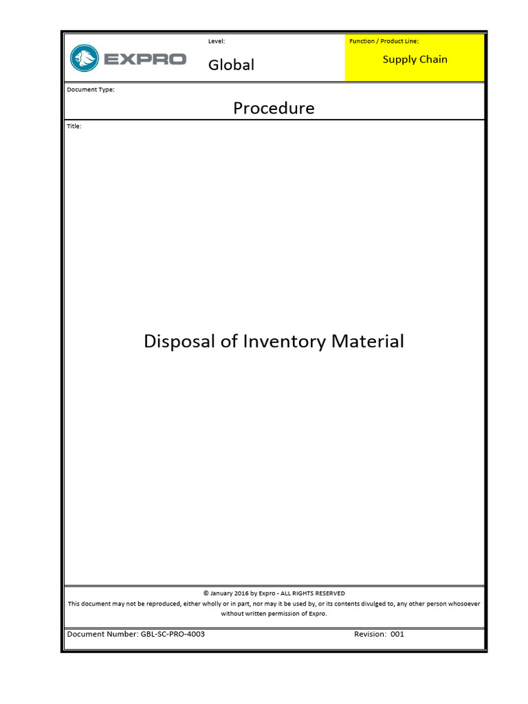 Disposal of Inventory Material | PDF | Scrap | Inventory
