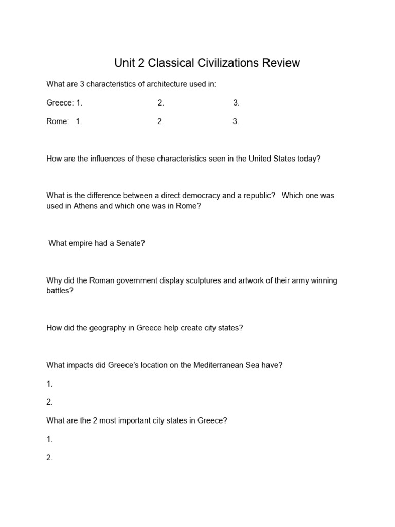 Classical Civilizations Review Guide | PDF