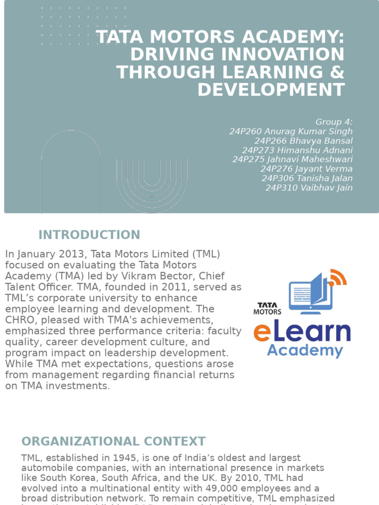 Tata Motors Academy: Learning & Development | PDF | Educational Technology | Learning