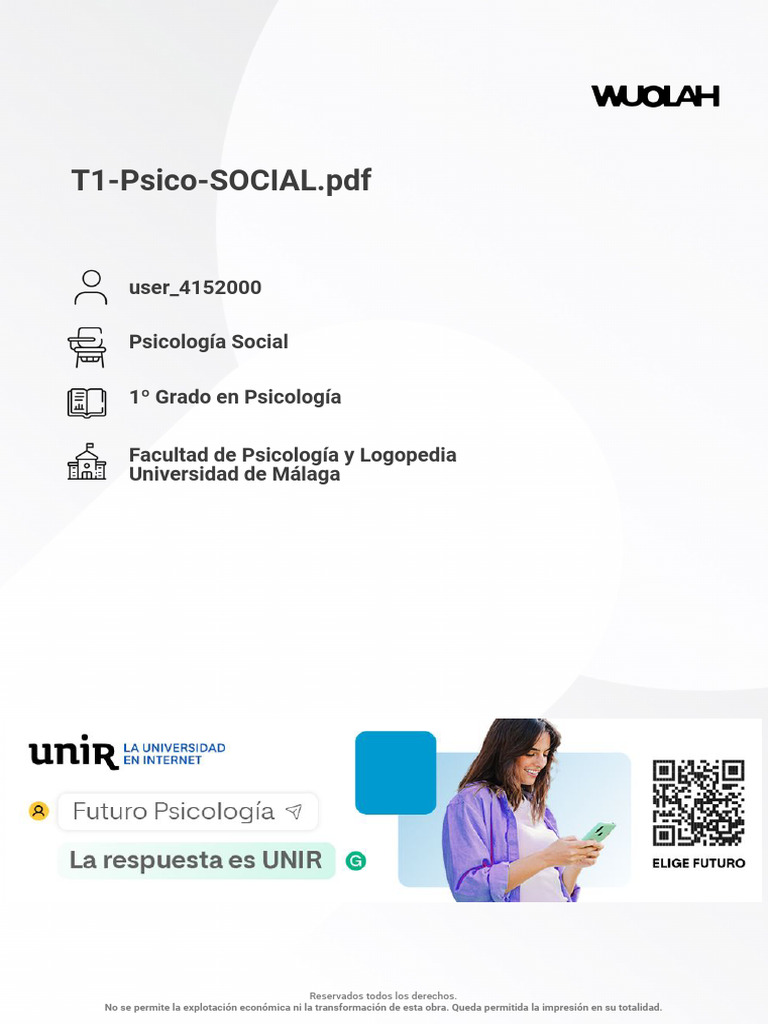 Wuolah Free T1 Psico SOCIAL | PDF | Sicología | Psicología Social