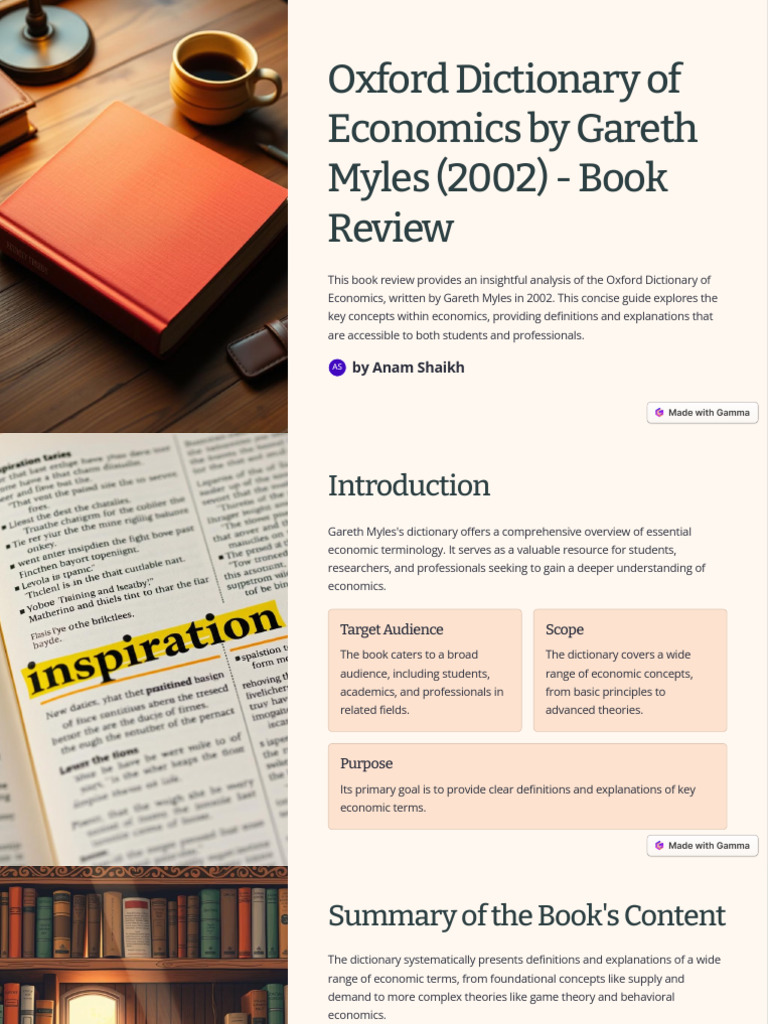 Oxford Dictionary of Economics by Gareth Myles 2002 Book Review | PDF ...