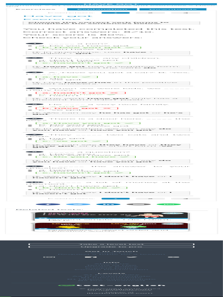 Have Got – Test-English | PDF | Grammar | Linguistics