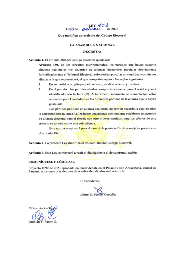 Reforma Art. 380 CE Panama | PDF | Juegos y actividades | Informática