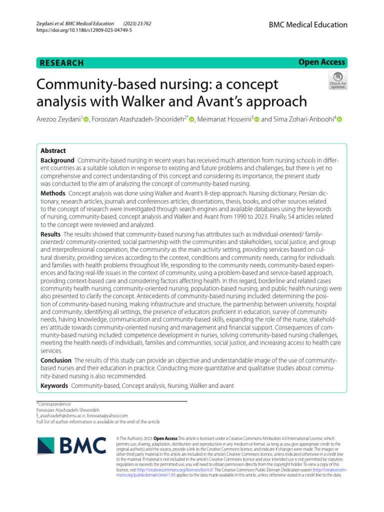 community based nursing__walker and avant approach | PDF | Nursing ...