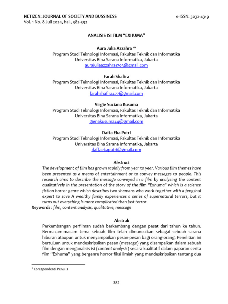 Analisis Isi Film Exhuma | PDF