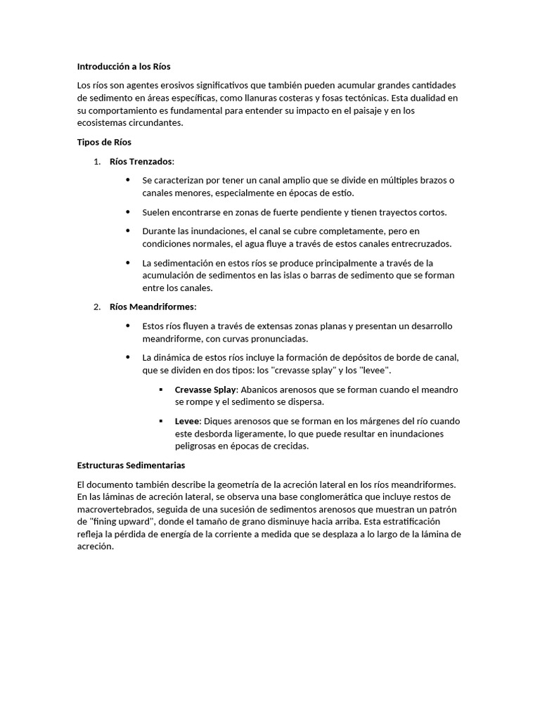 Tipos de Ríos y Estructuras Sedimentarias | PDF | Ciencias sociales