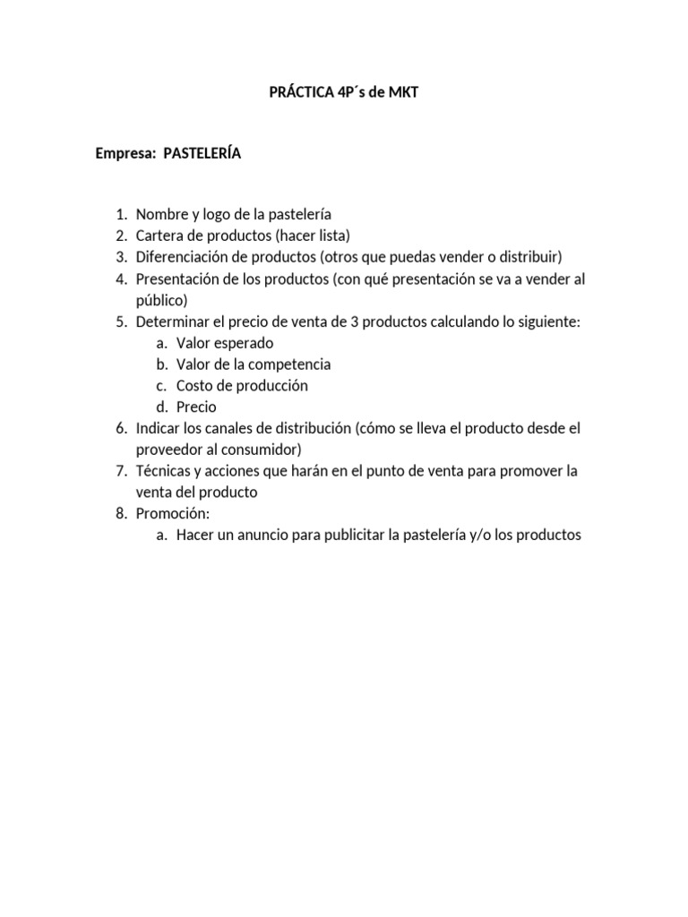 PRÁCTICA 4Ps MKT | PDF