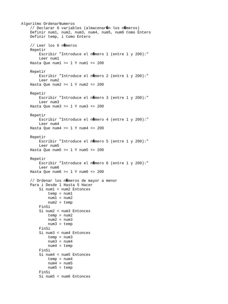 OrdenarNumeros (Ej 3) X | PDF | Métodos y materiales de enseñanza