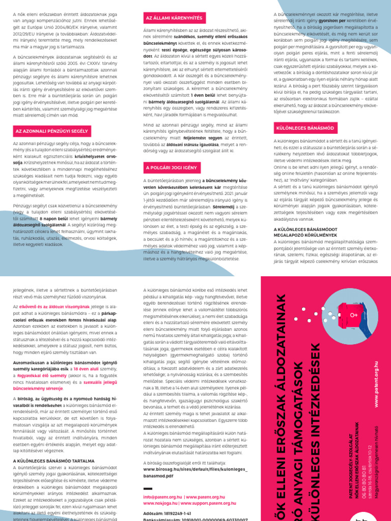 A Nok Elleni Eroszak Aldozatainak Jaro Anyagi Tamogatasok Es Kulonleges Intezkedesek | PDF