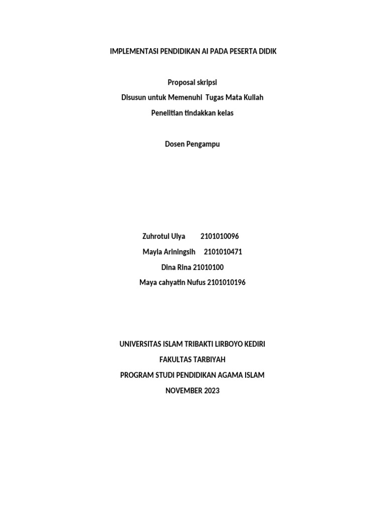 Makalah Implementasi PTK Kel XI | PDF | Pengembangan Diri