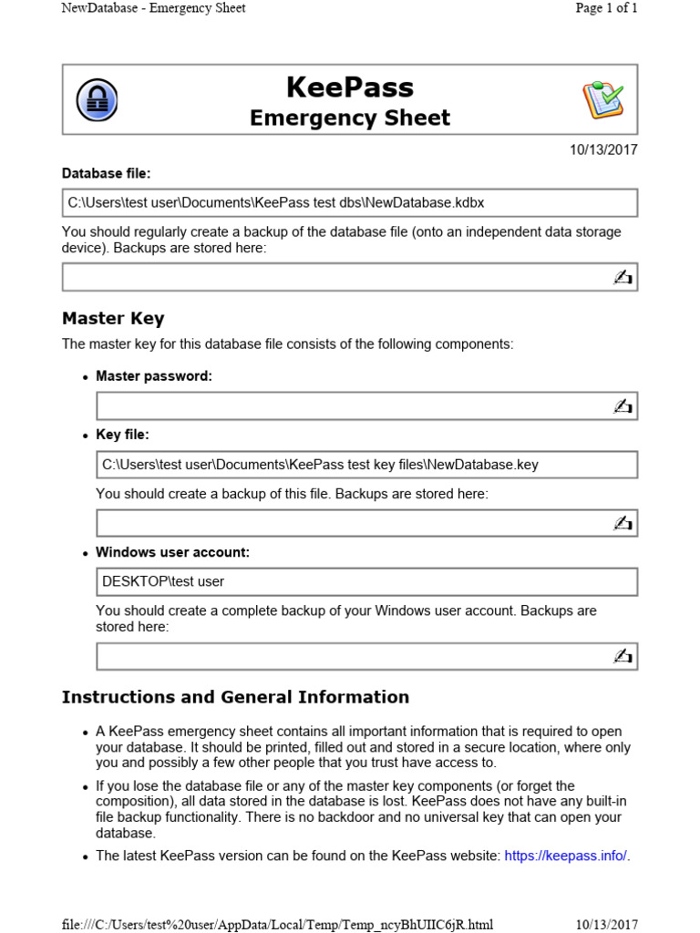 Example Emergency Sheet | PDF