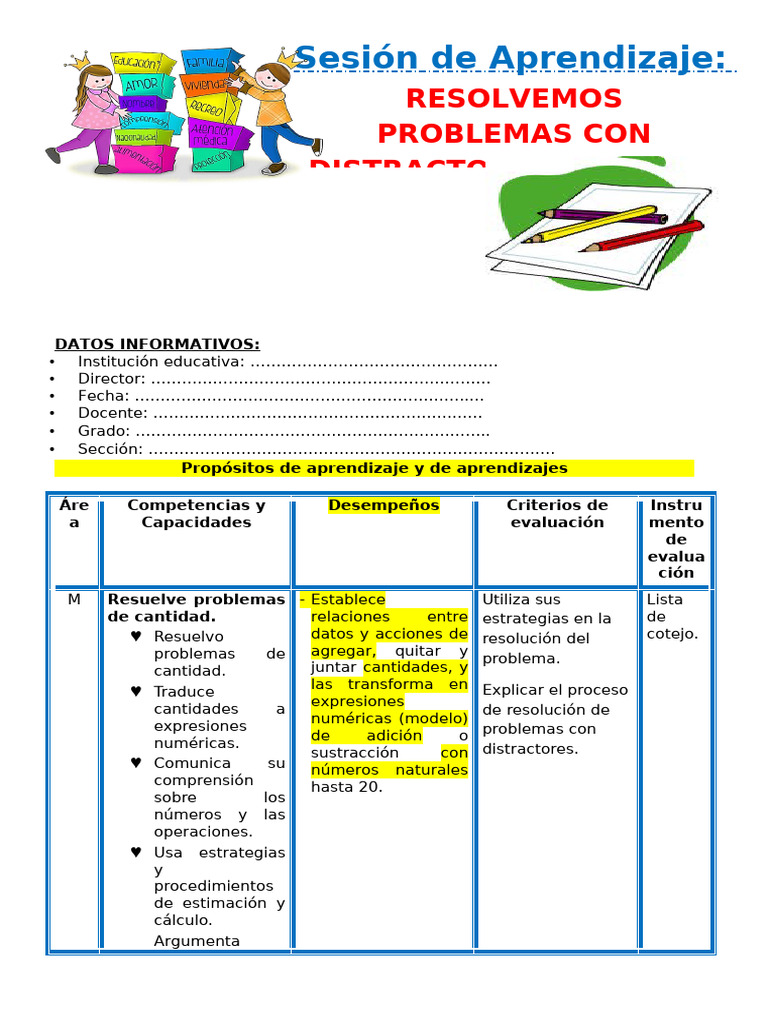 Resolución de Problemas con Distractores | PDF | Evaluación | Aprendizaje