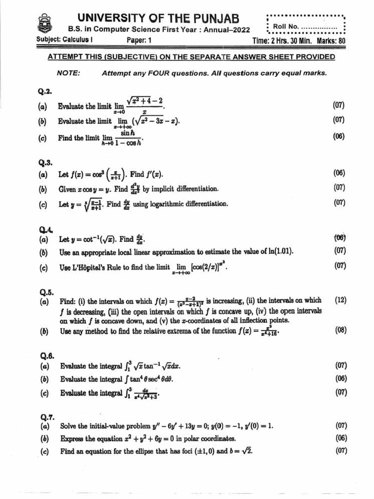 Calculus Exam for CS Students | PDF | Quantity | Physical Quantities