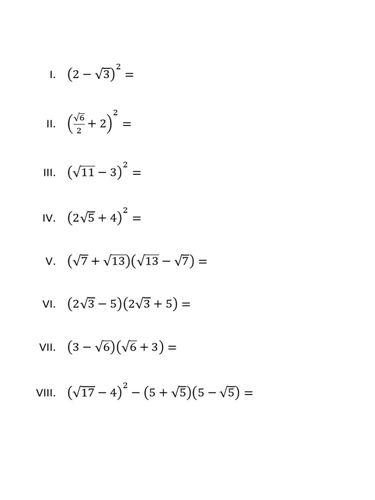 Wzory Skróconego Mnożenia Zadania 2 | PDF