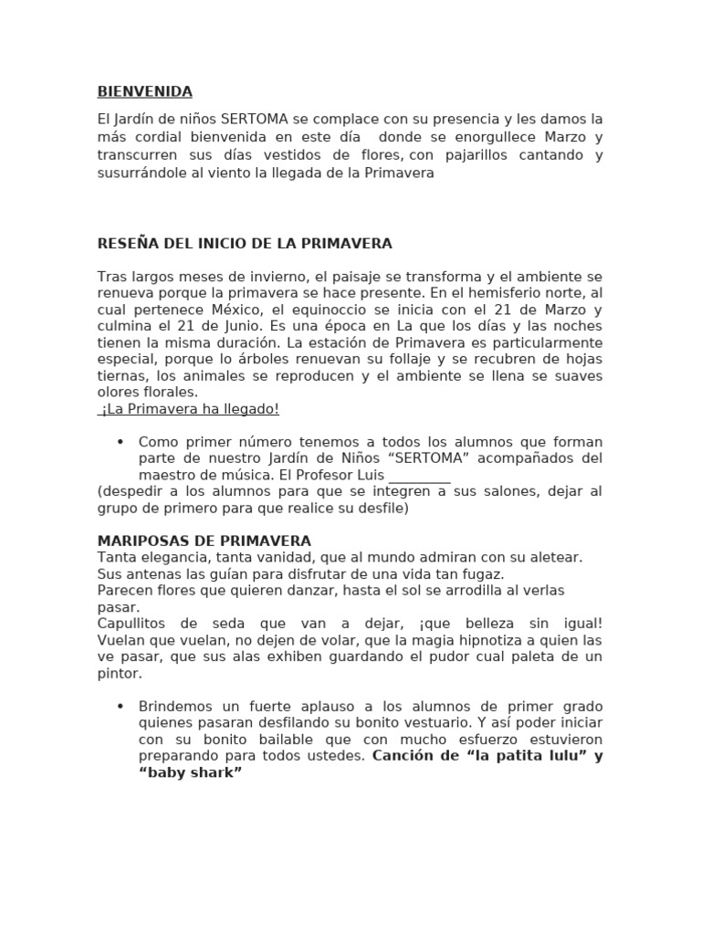 Programa de Primavera | PDF | Temporada de primavera) | Estaciones